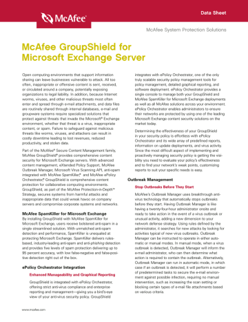 McAfee GroupShield for Mail Servers with ePO Datasheet | Manualzz