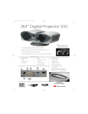 3M Multimedia projector S10 Datasheet | Manualzz