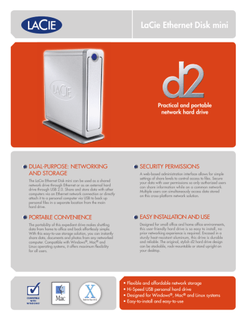 Le Robert LaCie Ethernet Disk mini 500GB Datasheet | Manualzz