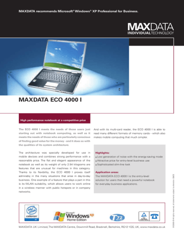 Maxdata ECO 4000 I Datasheet | Manualzz