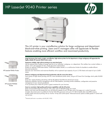 HP LaserJet 9040dn Datasheet | Manualzz