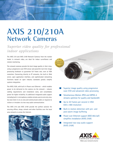 Axis 210A Network Camera Datasheet | Manualzz
