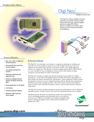 Digi Neo Universal PCI 8-port Datasheet | Manualzz