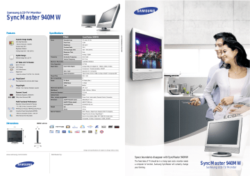 Samsung SyncMaster 940MW Datasheet | Manualzz