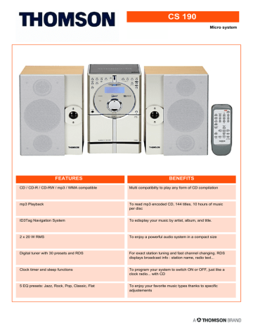 Thomson Micro system CS190 Datasheet | Manualzz