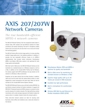 Axis 207 Surveillance Kit Datasheet | Manualzz