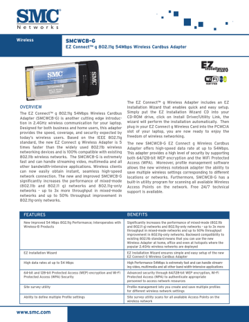 SMC EZ Connect g Wireless Cardbus Adapter Datasheet | Manualzz