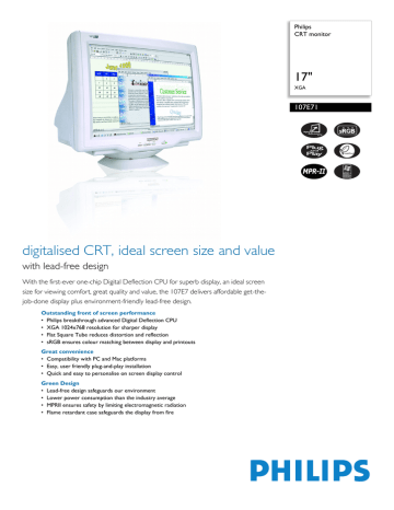 Philips 17" CRT Monitor Datasheet | Manualzz