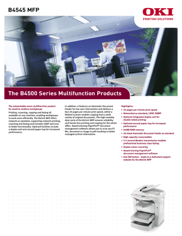 OKI B4545 MFP Datasheet | Manualzz
