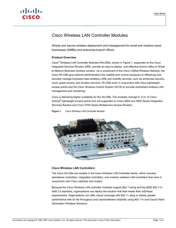 Cisco Wireless LAN Controller Module Datasheet | Manualzz