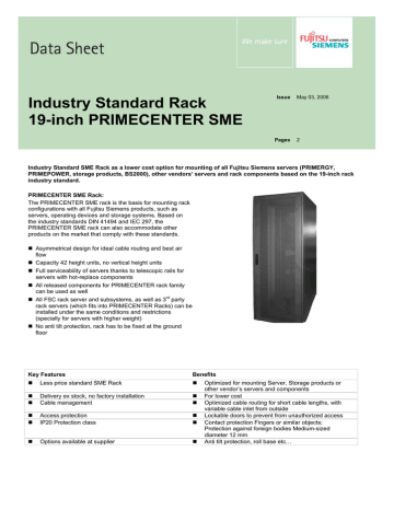 Fujitsu PRIMECENTER SME rack Datasheet | Manualzz