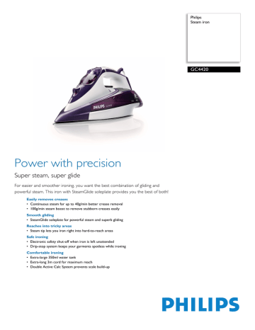 Philips Steam iron Datasheet | Manualzz