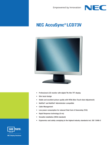 NEC AccuSync LCD73V Datasheet | Manualzz
