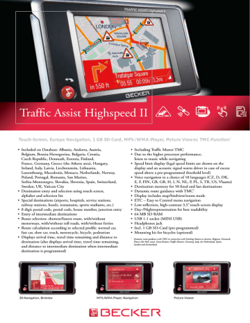 Becker Traffic Assist Highspeed II Datasheet | Manualzz