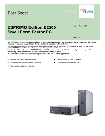 Fujitsu ESPRIMO Edition E2500 Datasheet | Manualzz