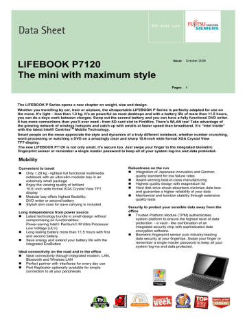 Fujitsu LIFEBOOK P7120 Datasheet | Manualzz