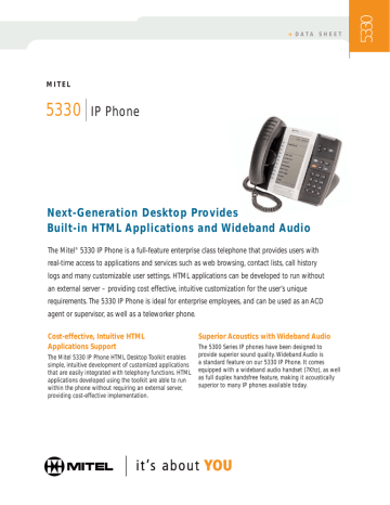 Mitel Networks 5330 IP Phone Datasheet | Manualzz