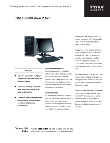 IBM IntelliStation Z Pro Datasheet | Manualzz