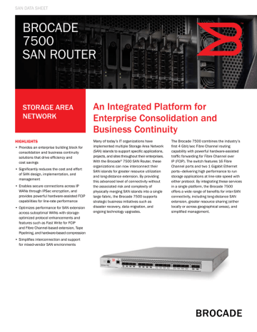 Brocade SAN Router Datasheet | Manualzz