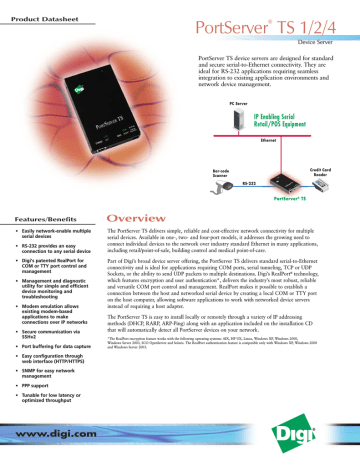 Digi PortServer TS 2 Datasheet | Manualzz