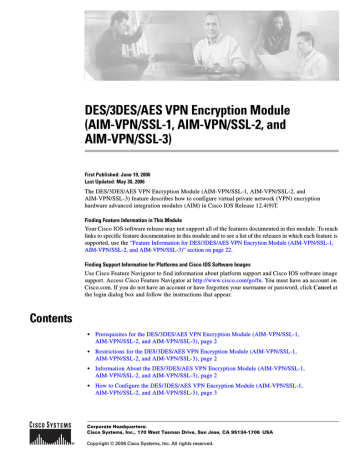 Cisco DES/3DES/AES VPN Encryption Module Datasheet | Manualzz