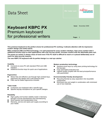 Fujitsu KBPC PX NO professional keyboard Datasheet | Manualzz
