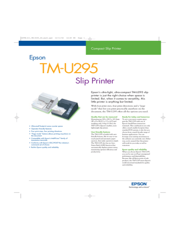 Epson TM-U295 (292): Serial, w/o PS, EDG Datasheet | Manualzz
