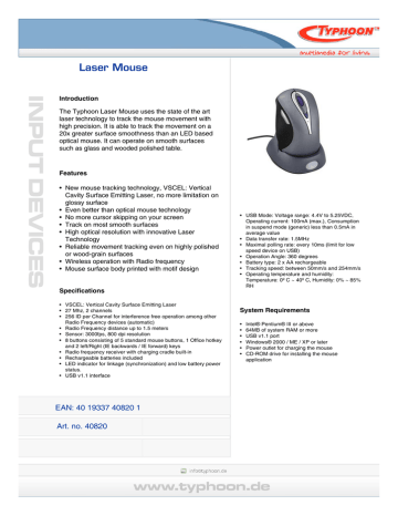 Typhoon Laser Mouse Classic Datasheet | Manualzz