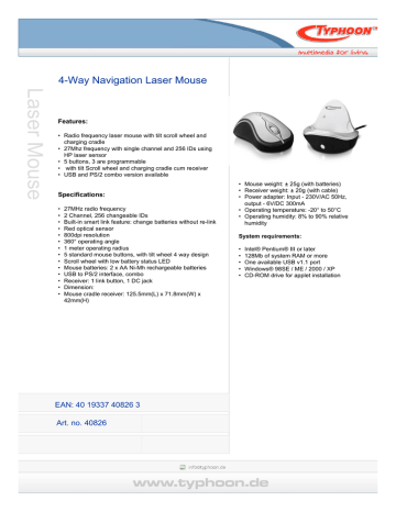 Typhoon 4-Way Navigation Laser Mouse Datasheet | Manualzz