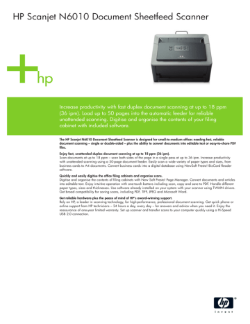 HP Scanjet N6010 Document Sheet-feed Scanner Datasheet | Manualzz