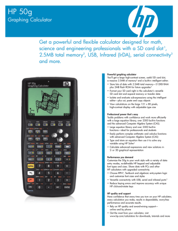 HP 50g+ Graphing Calculator Datasheet | Manualzz