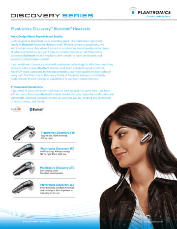 Plantronics Discovery 610 Bluetooth Headset Datasheet | Manualzz