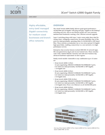 3com Switch 4200G 48-Port Datasheet | Manualzz