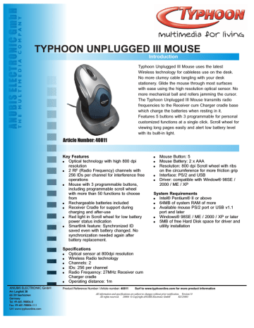 Typhoon Unplugged III Mouse Datasheet | Manualzz