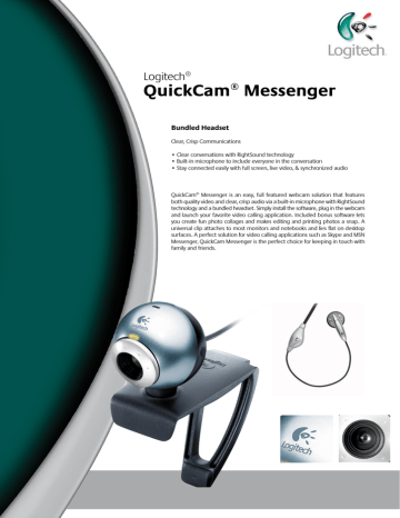 Logitech QuickCam Messenger Datasheet | Manualzz