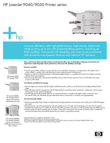 HP LaserJet 9040 Printer Datasheet | Manualzz