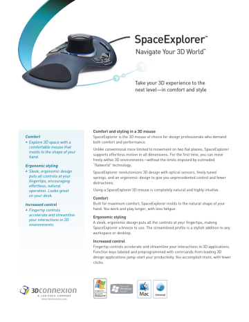 3Dconnexion SpaceExplorer USB CAD Professional Datasheet | Manualzz