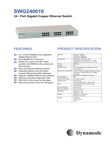 Dynamode 24-PORT 10/100/1000 SWITCH Datasheet | Manualzz