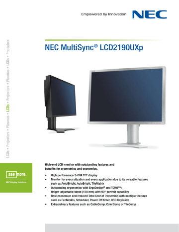 NEC MultiSync® LCD2190UXp Datasheet | Manualzz