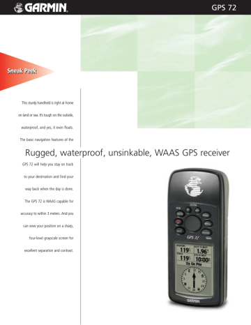 Garmin GPS 72 Portable Navigator Datasheet | Manualzz