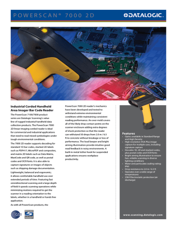 Datalogic PowerScan 7000 2D Datasheet | Manualzz