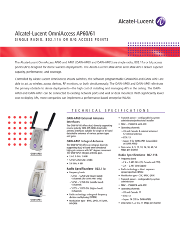 Alcatel-Lucent OAW-AP60 WLAN access point Datasheet | Manualzz