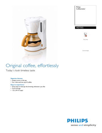 Philips Coffee maker Datasheet | Manualzz