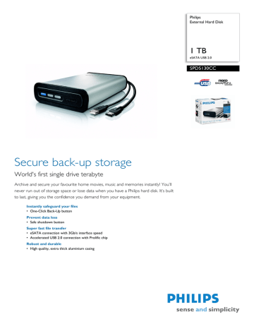 Philips External Hard Disk 1 TB Datasheet | Manualzz