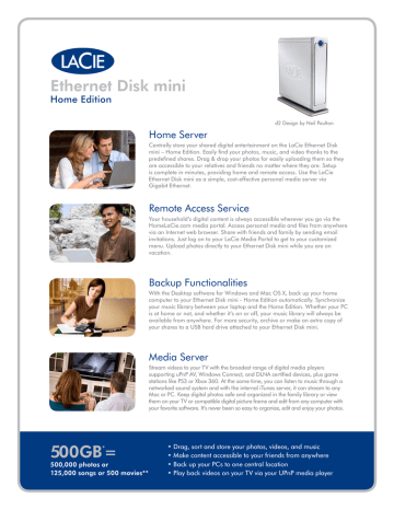 LaCie Ethernet Disk mini - Home Edition Datasheet | Manualzz