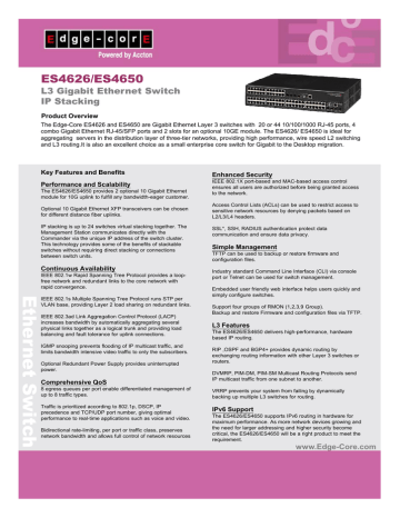 Edge-Core ES4650 L3 Gigabit Switch Datasheet | Manualzz