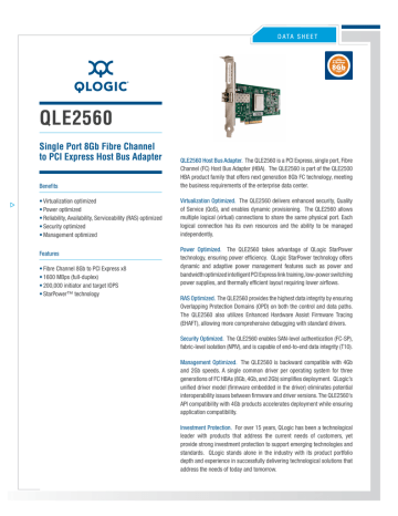 QLogic QLE2560-CK Datasheet | Manualzz