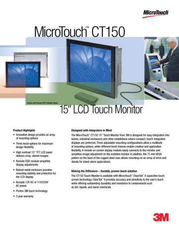 3M MicroTouch CT150 Datasheet | Manualzz