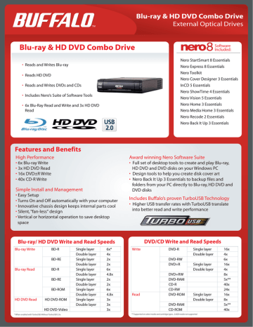 Buffalo Blu-ray & HD DVD Combo Drive Datasheet | Manualzz