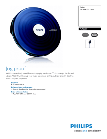 Philips AX2500/02 Portable CD Player Datasheet | Manualzz